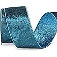 Amazon.com: Ribbli Turquoise Blue Velvet Wired Ribbon 2.5 Inch Teal ...