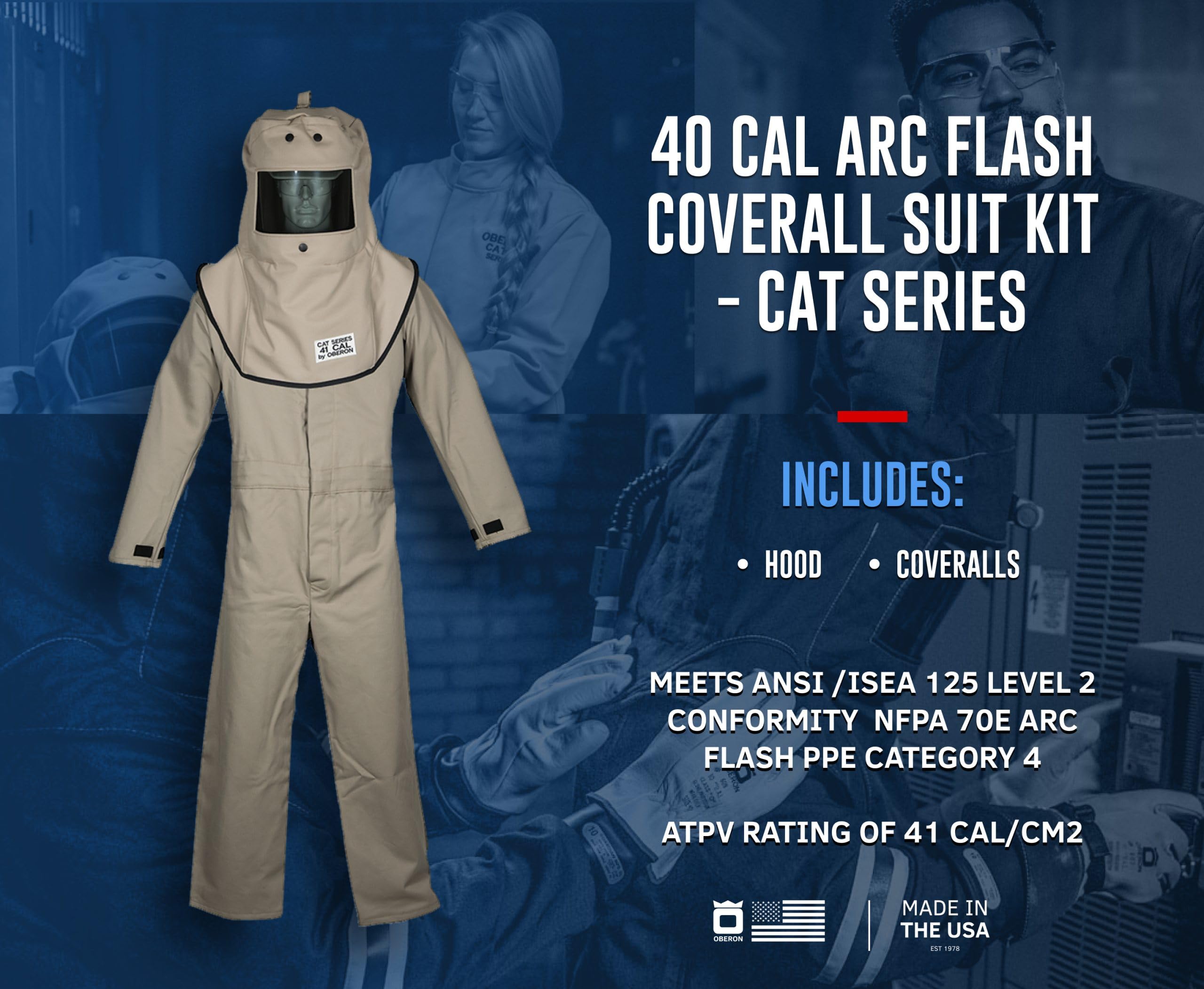 Oberon Arc Flash Kit - 40 CAL- Includes Arc Flash Hood, Coat And Bib ...