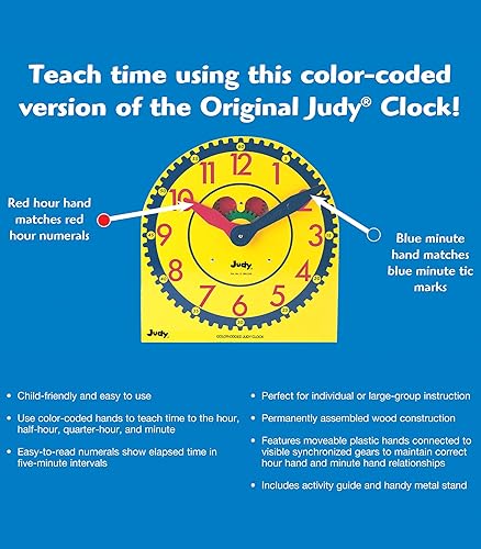 Judy Clock Learning Tool For Kids - 13.5 Inch Analog Teaching Clock ...