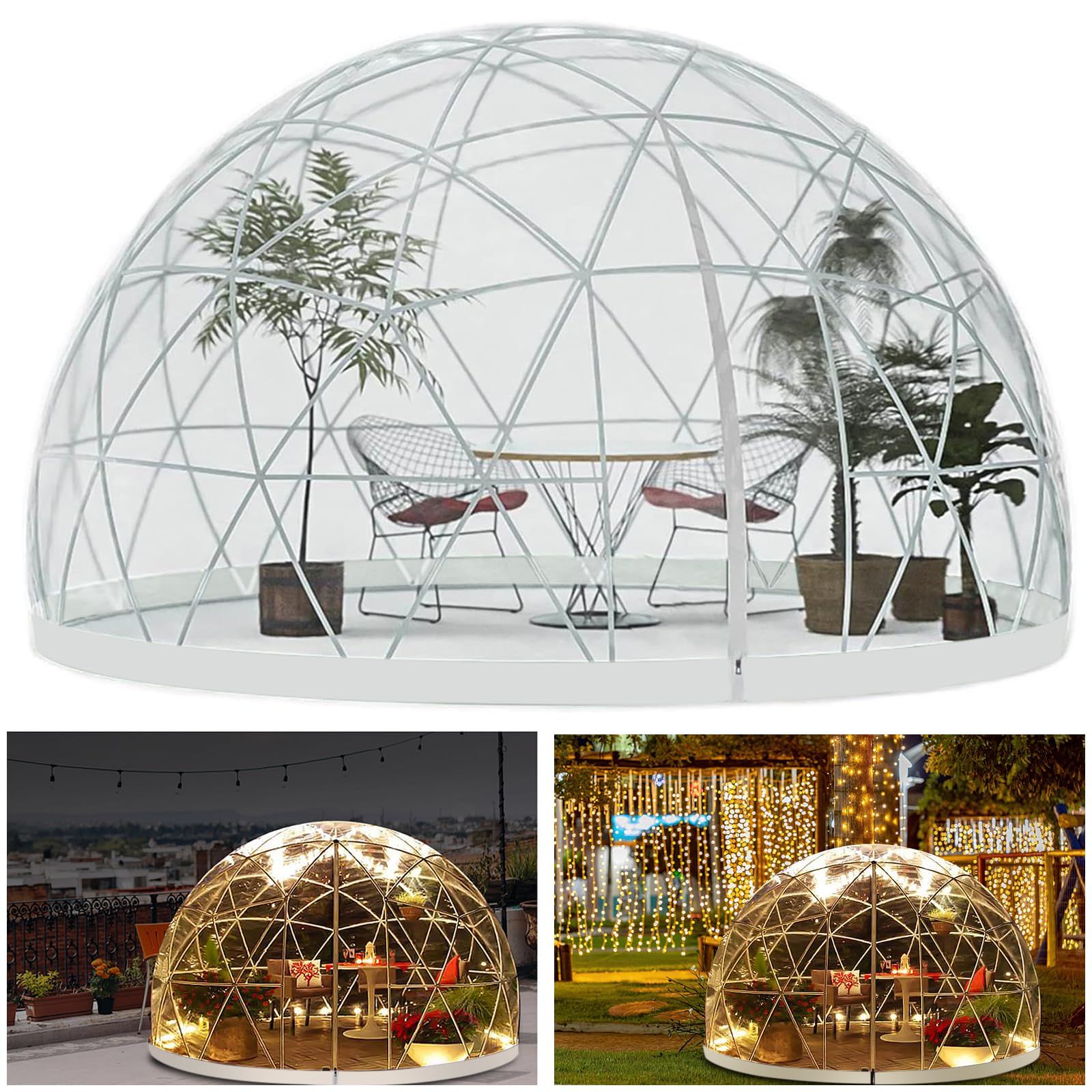 12*7.2FT Garden Dome Igloo, Outdoor PVC Bubble Tent Dome for 4-8 Person ...