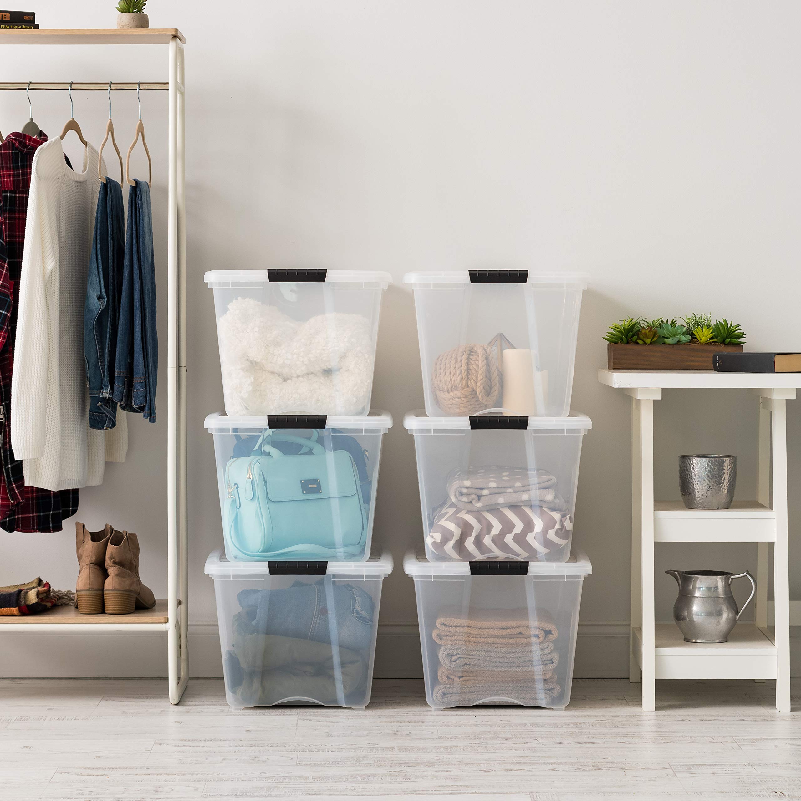 IRIS USA 53 Quart Stackable Plastic Storage Bins with Lids and Latching ...