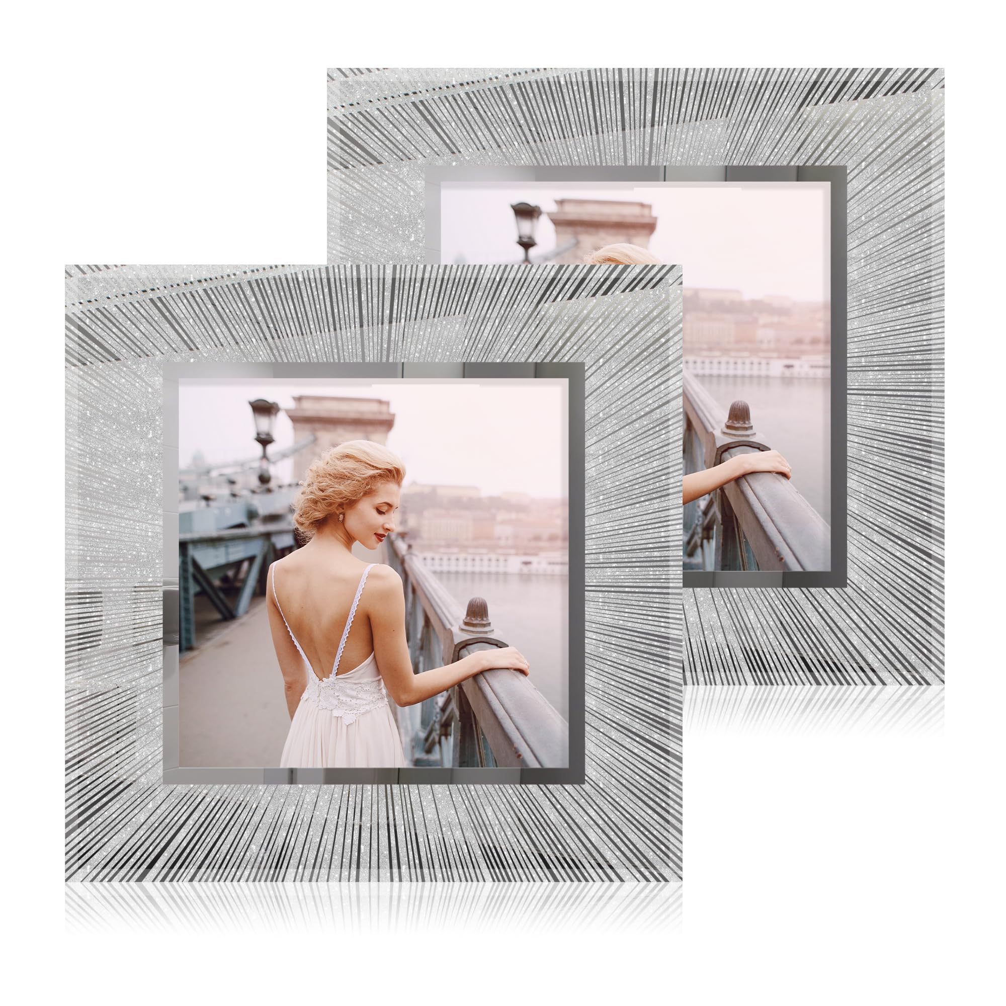 Flocey 5x5 Glass Picture Frame Set of 2, 5 by 5 Black Photo Frames for ...