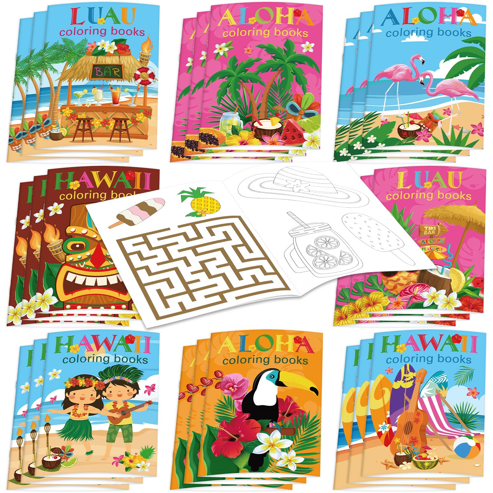 Faccito 24 Pcs Summer Coloring Book for Kids Hawaiian Luau Coloring ...
