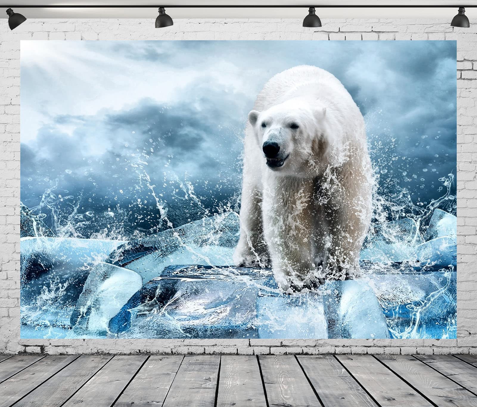CORFOTO 5x3ft Fabric Polar Bear Photography Backdrop Arctic Ice ...