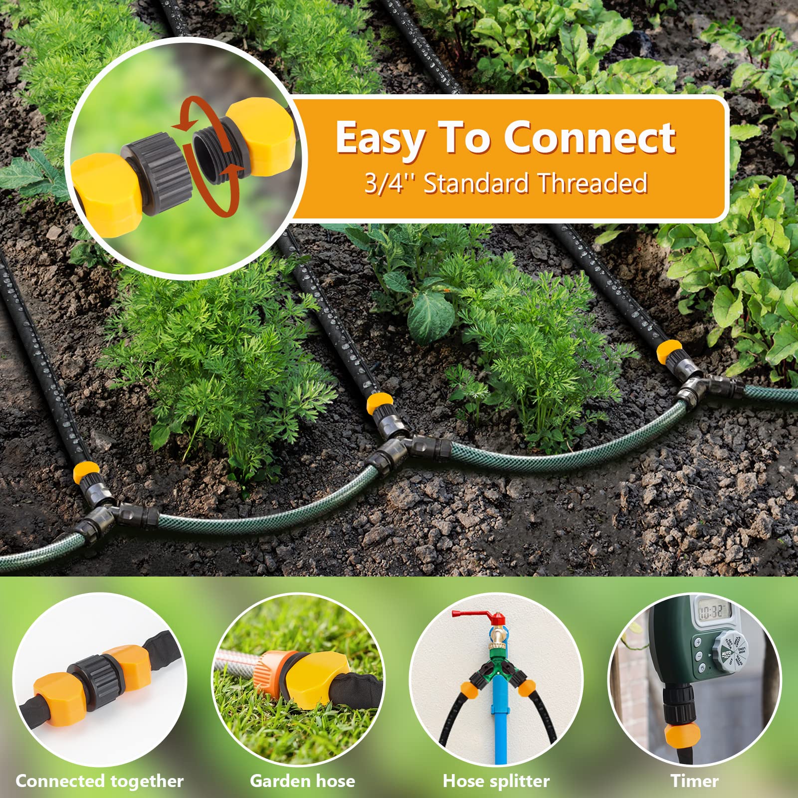 Mua JAZIPO Premium Soaker Hose 100ft (50ft x 2Pack), Efficient Garden ...