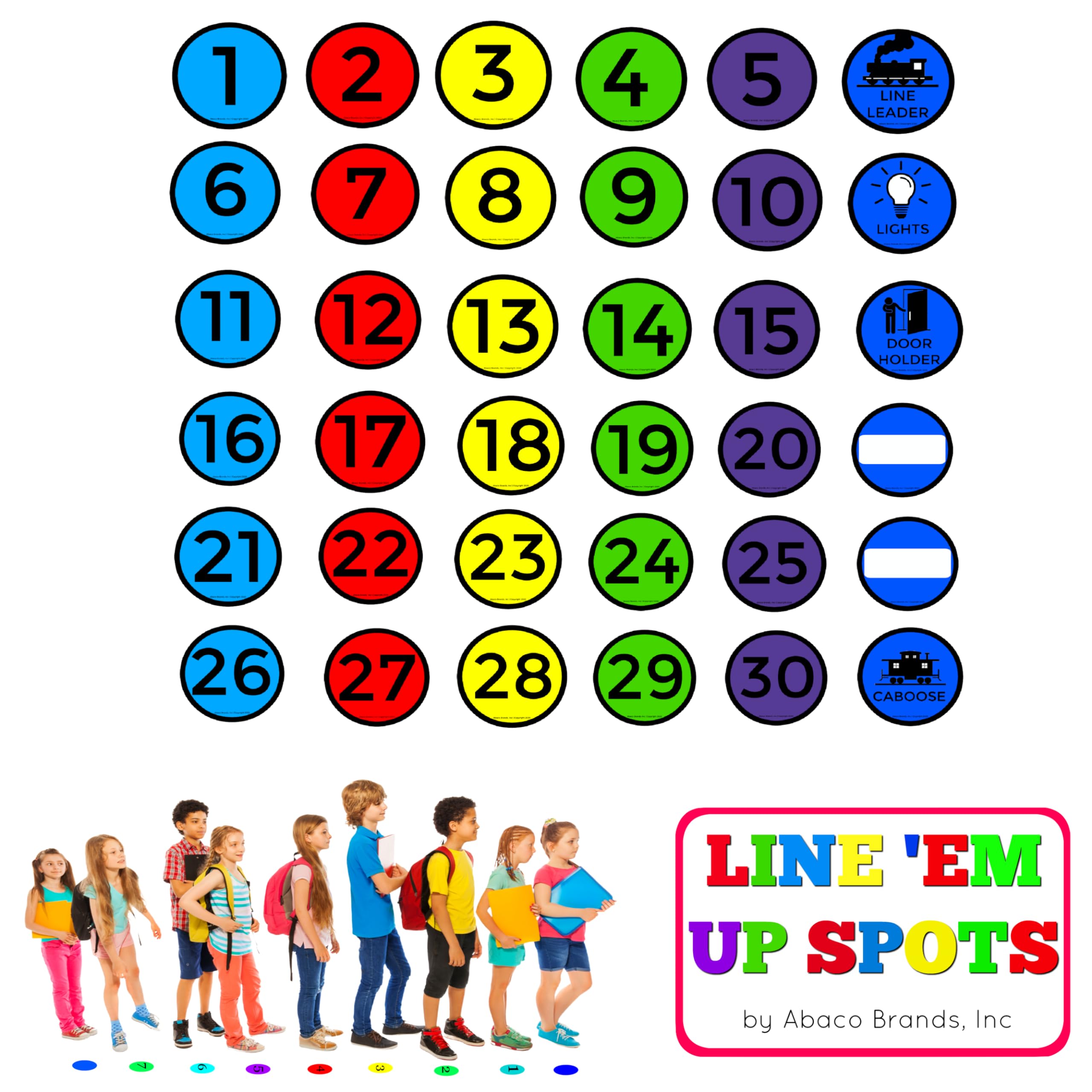 Mua Line 'Em Up Spots by Abaco Brands | PET Stickers | Numbered 1-30, 6 ...
