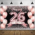 Amazon.com: Happy 26th Birthday Rose Gold Banner Backdrop Cheers to 26 ...