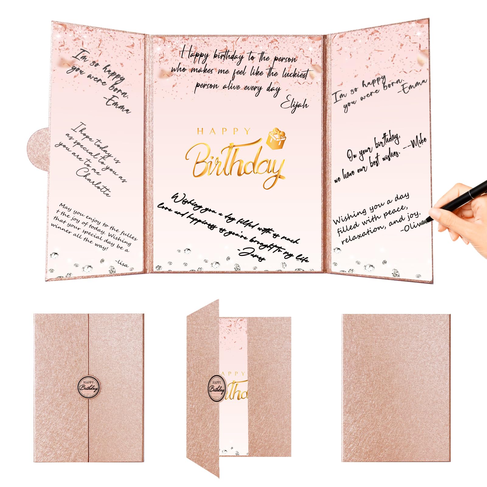 Crenics Rose Gold Happy Birthday Decorations, Creative Birthday Guest ...