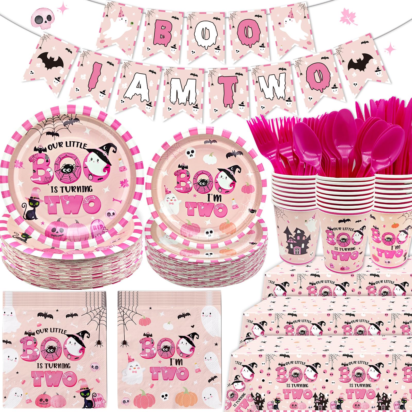 Yavxzvbw 182Pcs Boo I'm Two Decor Birthday Halloween Decorations Two ...