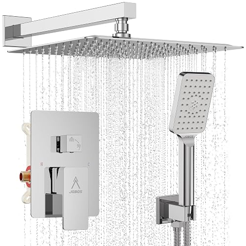 JQBQS Shower System Modern Rain Brass Faucet Set With Valve and ...