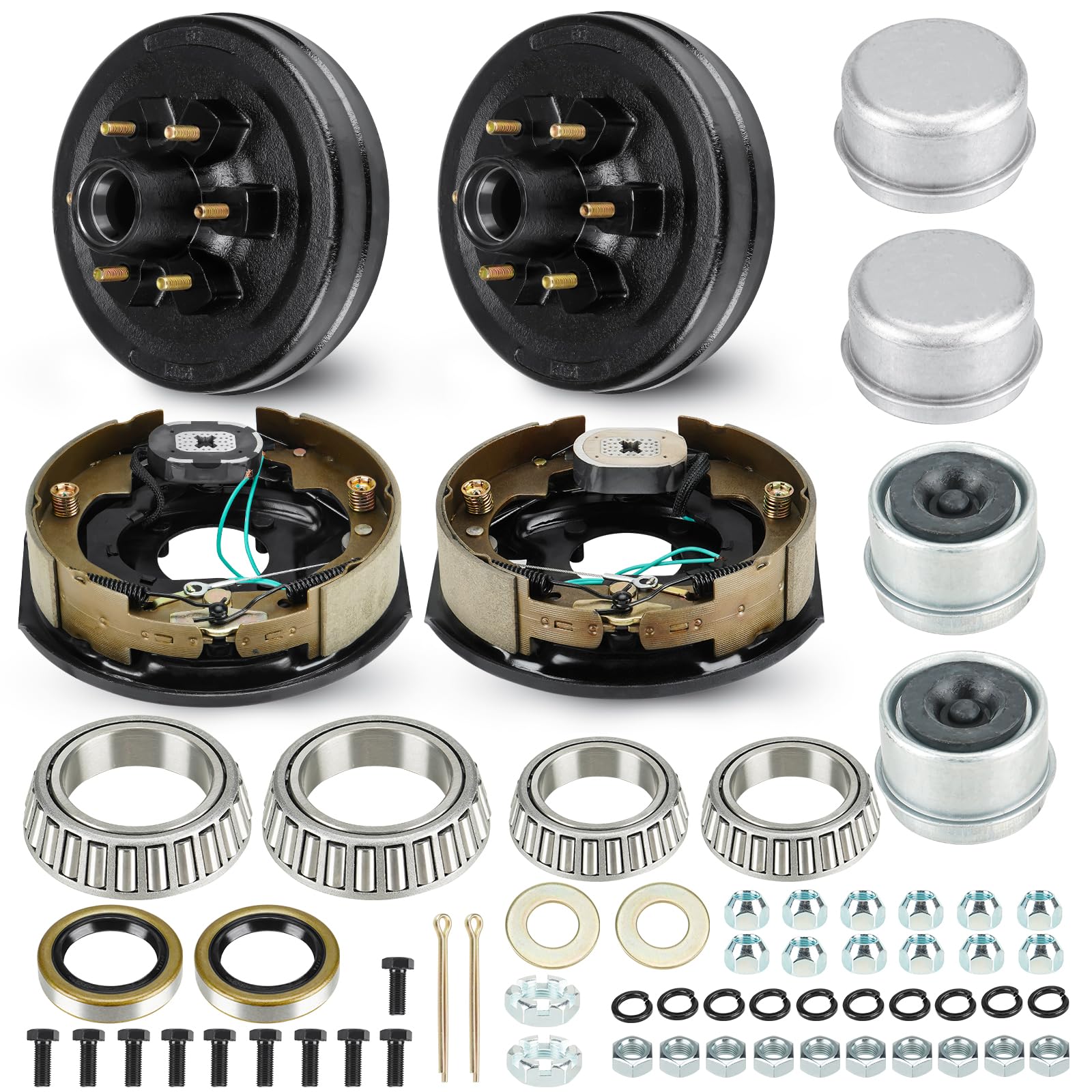 Trailer Axle Electric Brake Kit, 6-Hole, 5.5" Bolt Circle Brake Drum ...