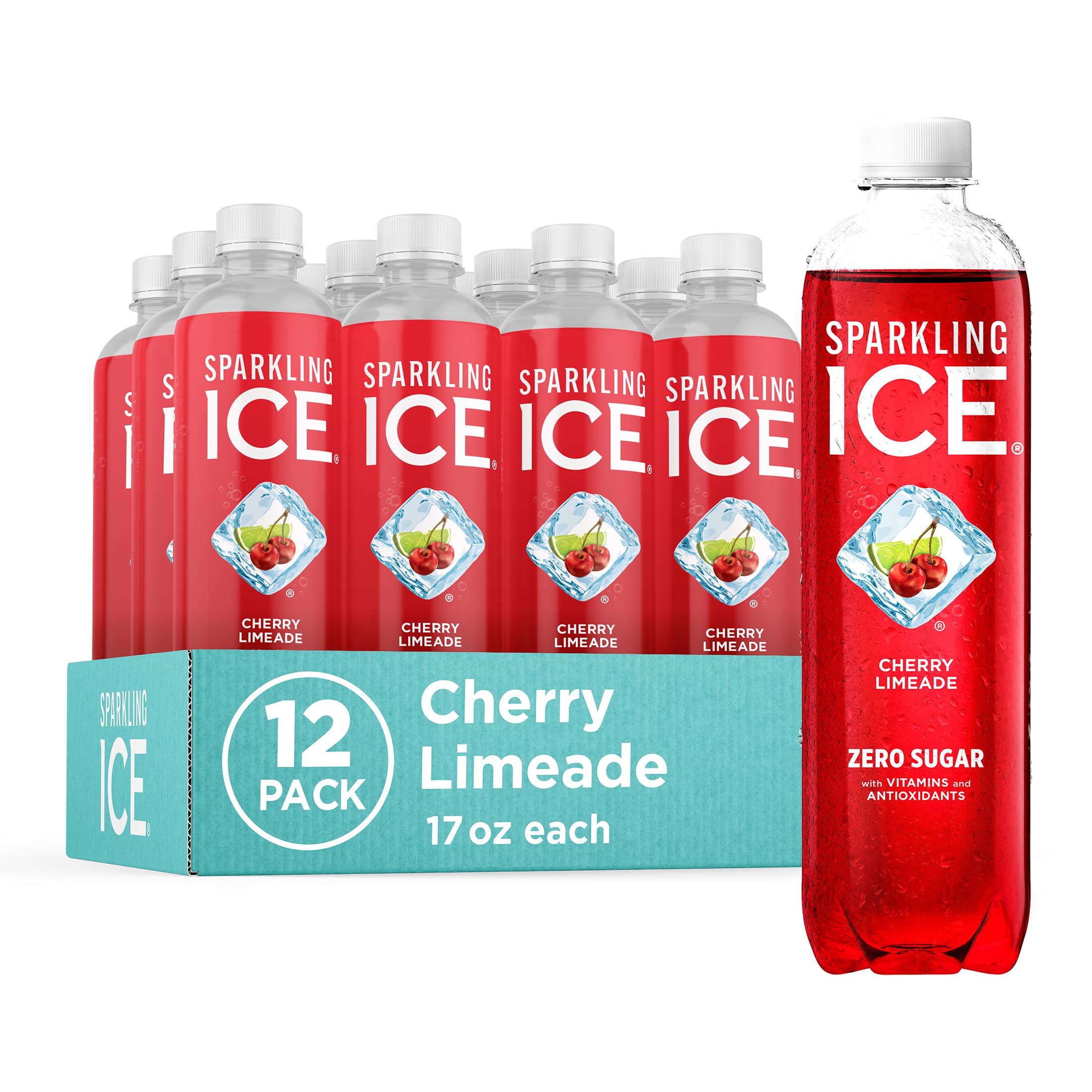 Sparkling Ice, Cherry Limeade Sparkling Water, Zero Sugar Flavored Water, with Vitamins and ...