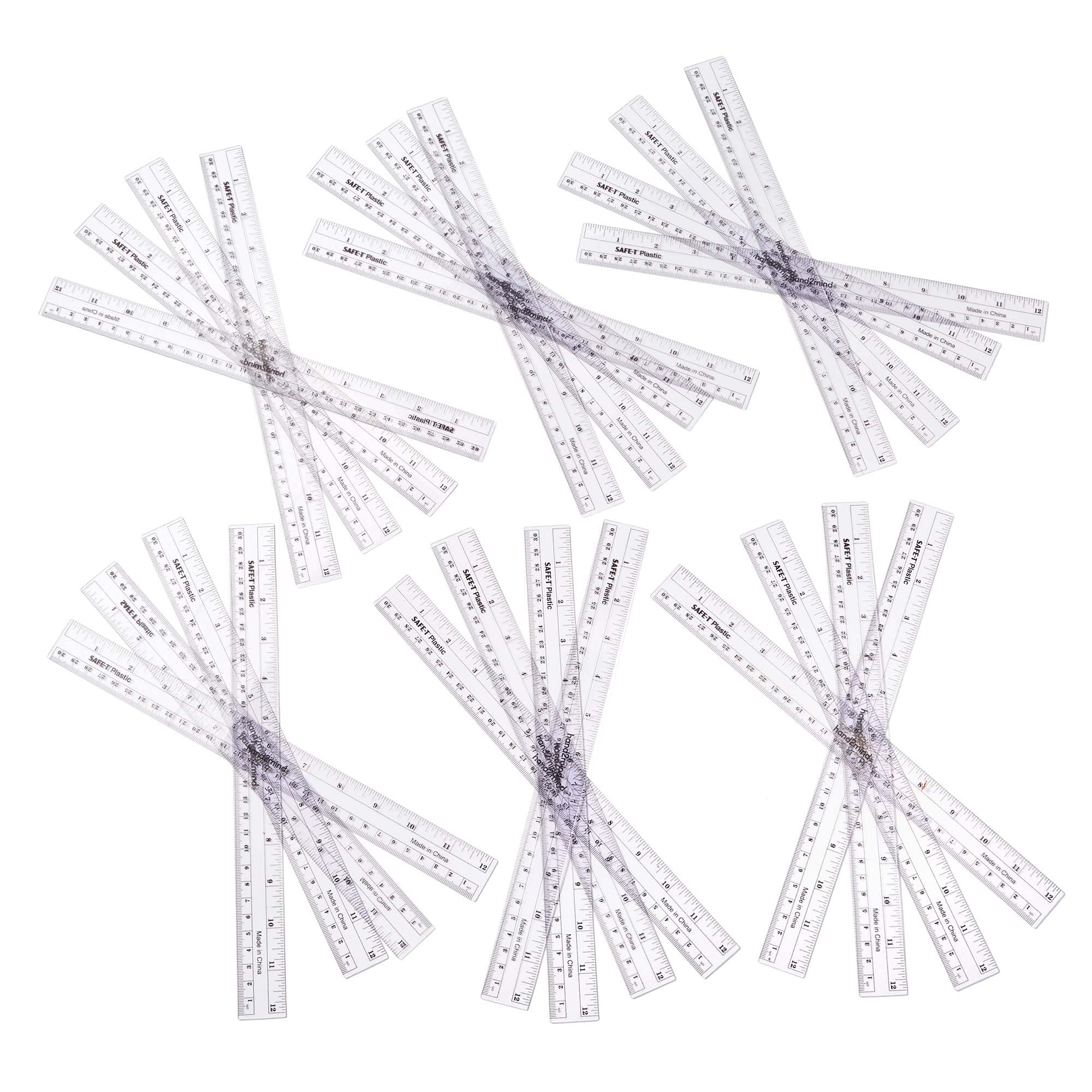 Mua hand2mind Clear 12” Safe-T Plastic Ruler Set, Safety Ruler with ...