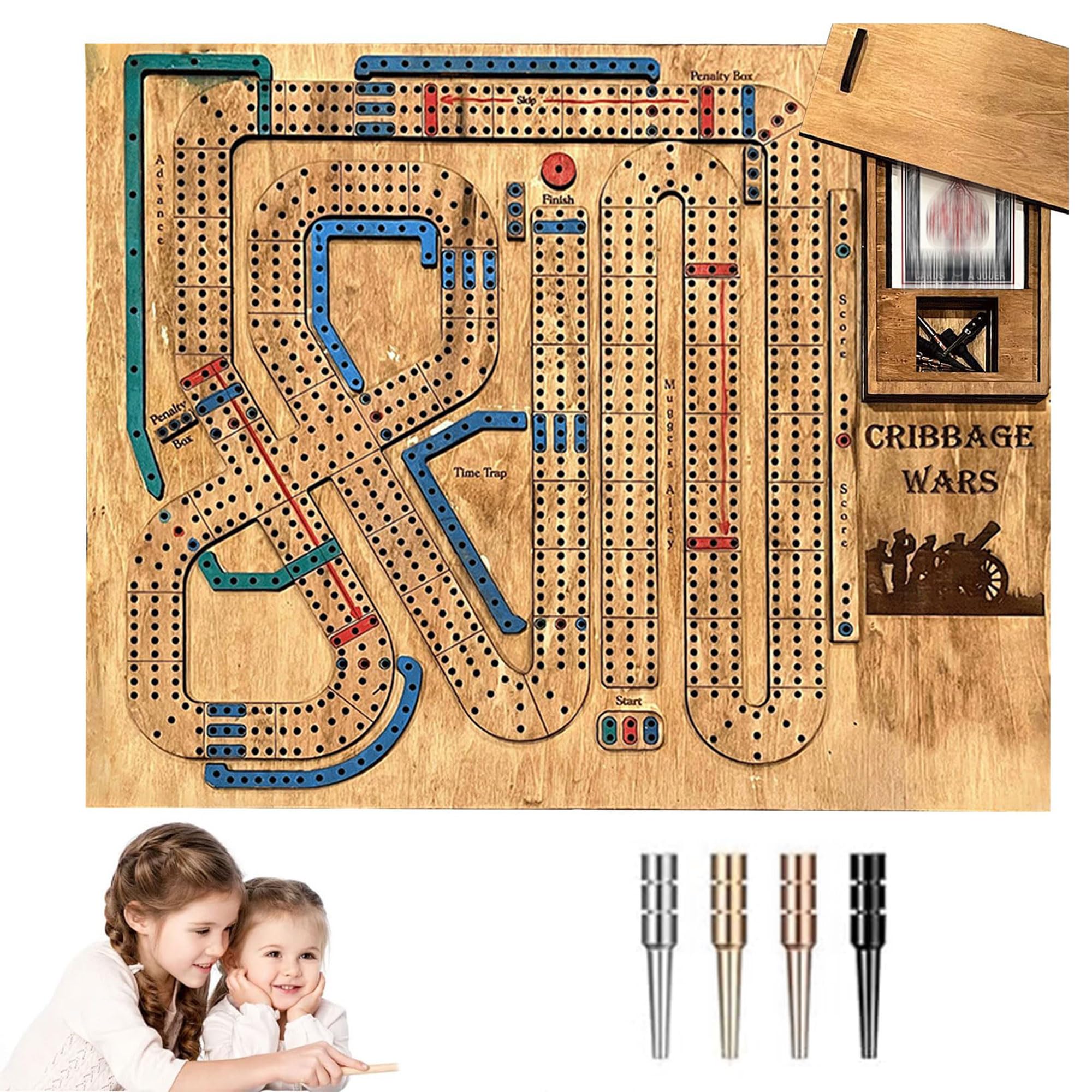 Cribbage Wars Board Game, Cribbage War Game, 2024new Wooden Cribbage ...