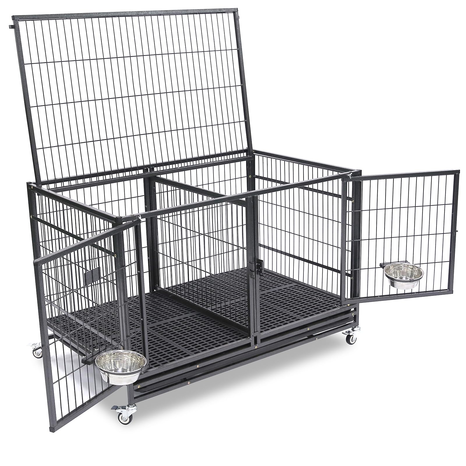 Homey Pet 43 Inch Metal Open Top Stackable Heavy Duty Dog Cage Kennel ...
