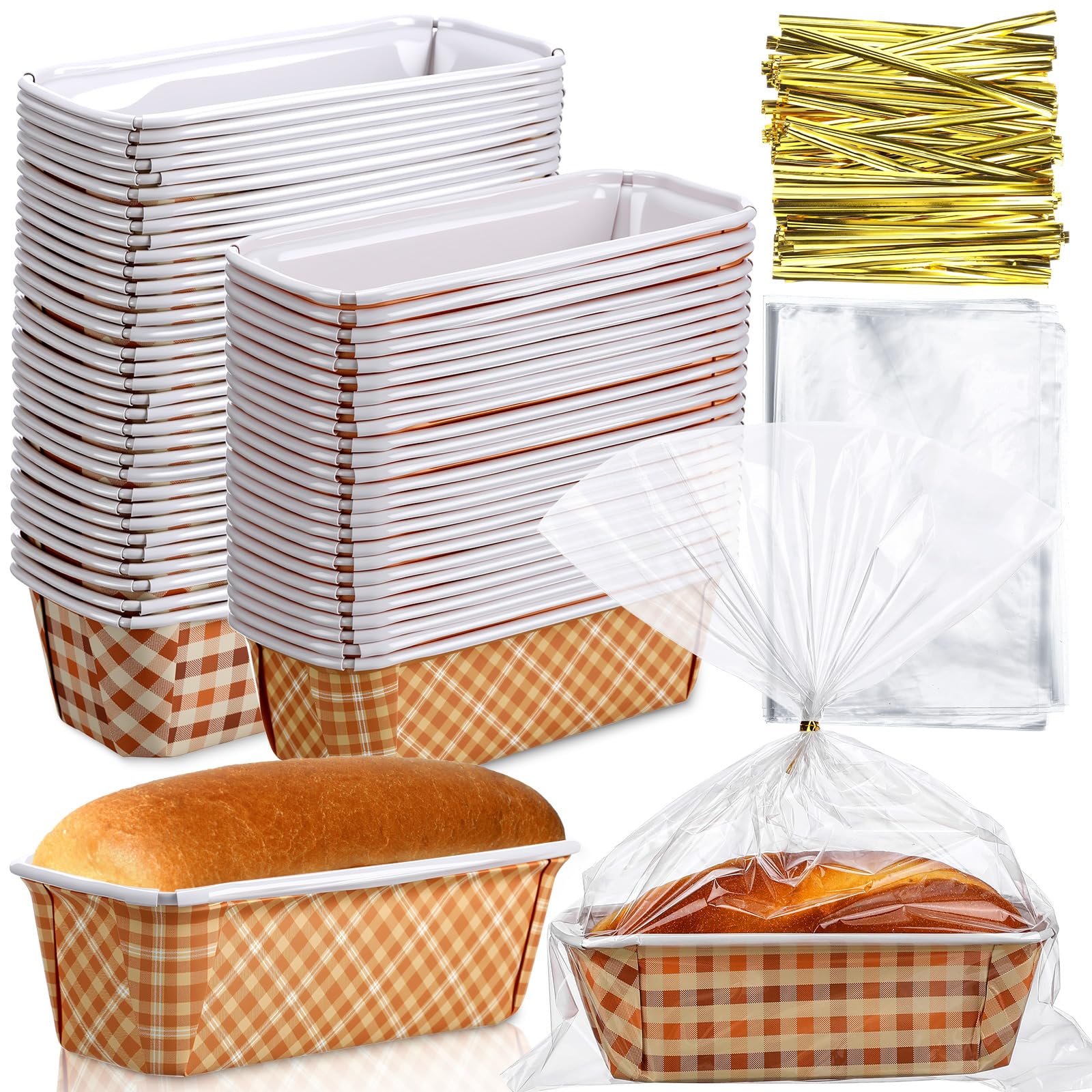 Hushee 50 Sets Fall Paper Loaf Pan 6.3 x 2.2 x 2.2 Inch Disposable Cake ...