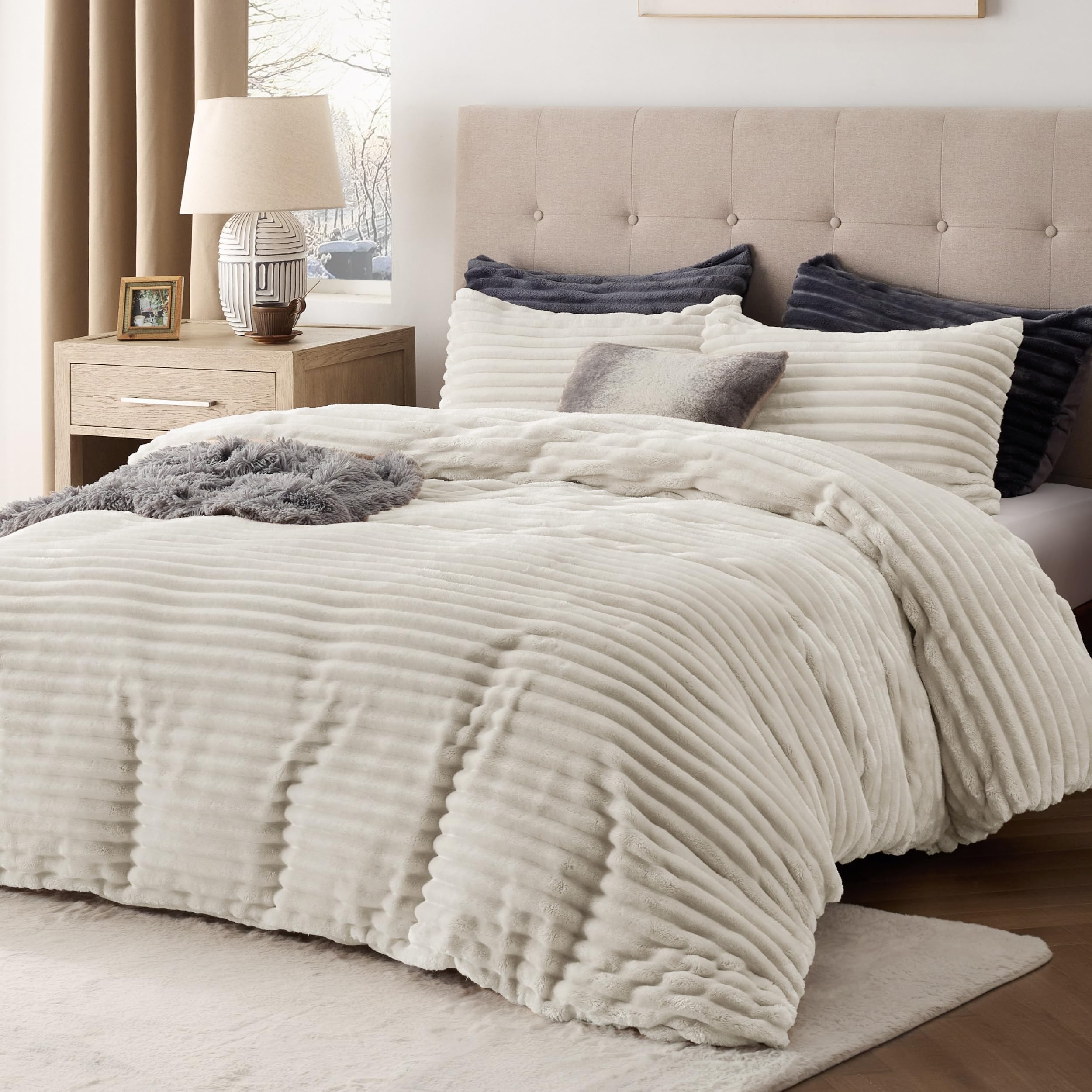 Bedsure Fluffy Comforter Cover Set - Ultra Soft Plush Shaggy Duvet ...