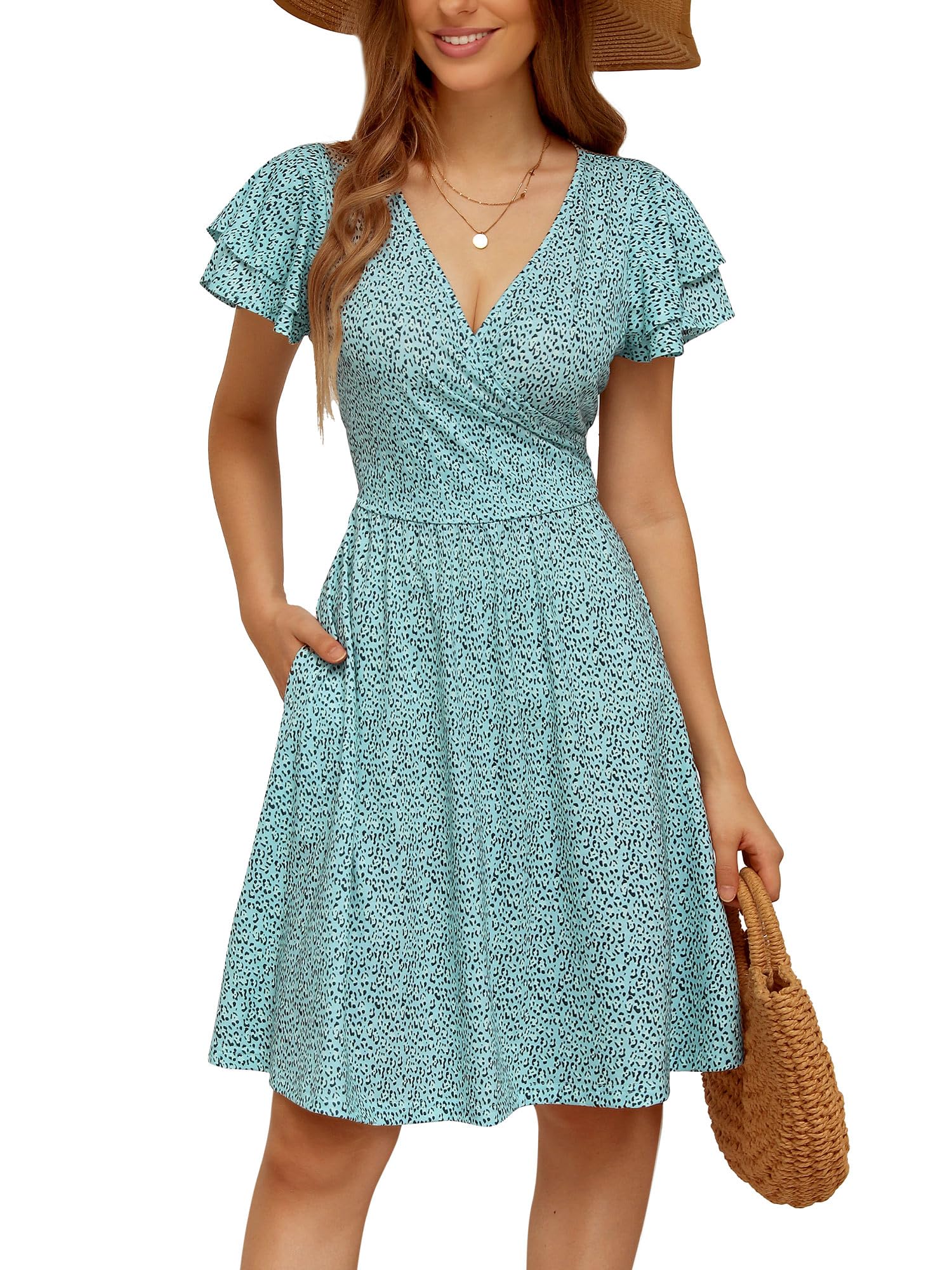 VETIOR Womens Summer Dresses for Women 2024 Casual Green Floral Spring ...