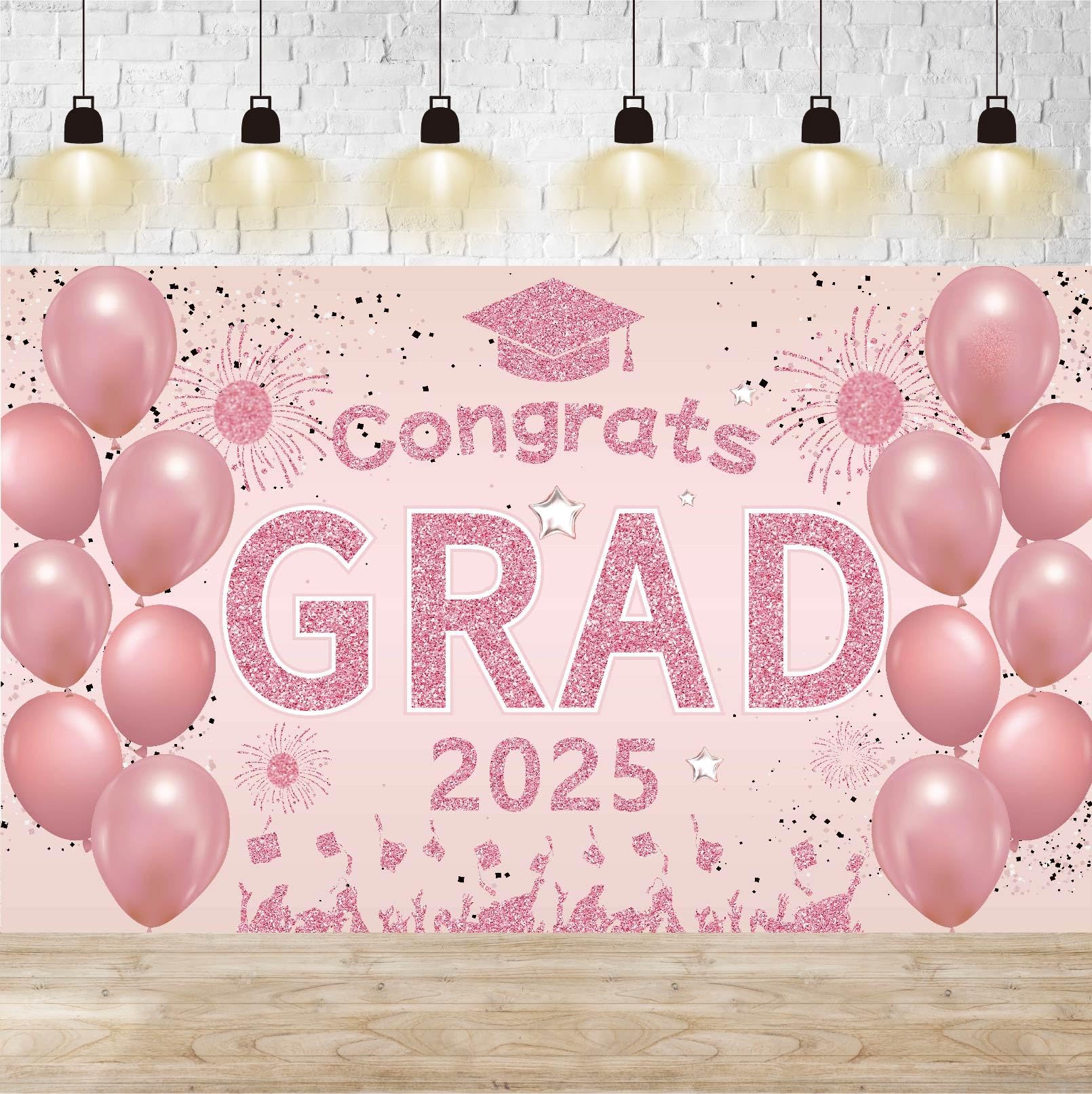 Pink Congrats Grad 2025 Banner Large Graduation Banner Rose Gold ...