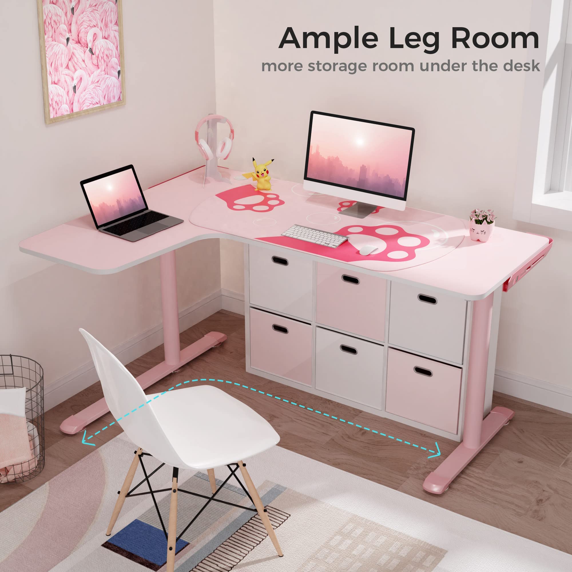 Mua EUREKA ERGONOMIC Pink L Shaped Gaming Desk, 60 Inch Large Home ...