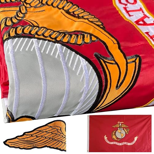 Embroidered Double Sided USMC Marine Corps Flag 3x5 Outdoor-3Ply Heavy ...