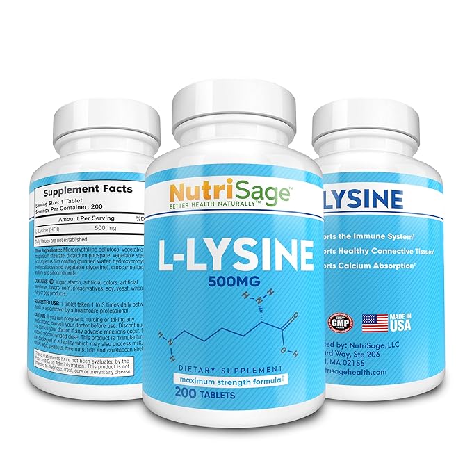 Premium Super L Lysine - 500mg Amino Acid Tablets for Cold Sore Care ...