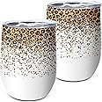 Amazon.com | Leopard Print 12 oz Insulated Wine Tumbler with Lid,Personalized Pattern Stainless ...