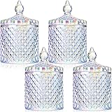 Amazon.com: 4 Pcs Crystal Glass Candy Jar with Lid Home Decorative Jar ...