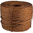 ATERET 1/2 inch x 600 feet Twisted Manila Rope, 3 Strand Natural Fiber ...
