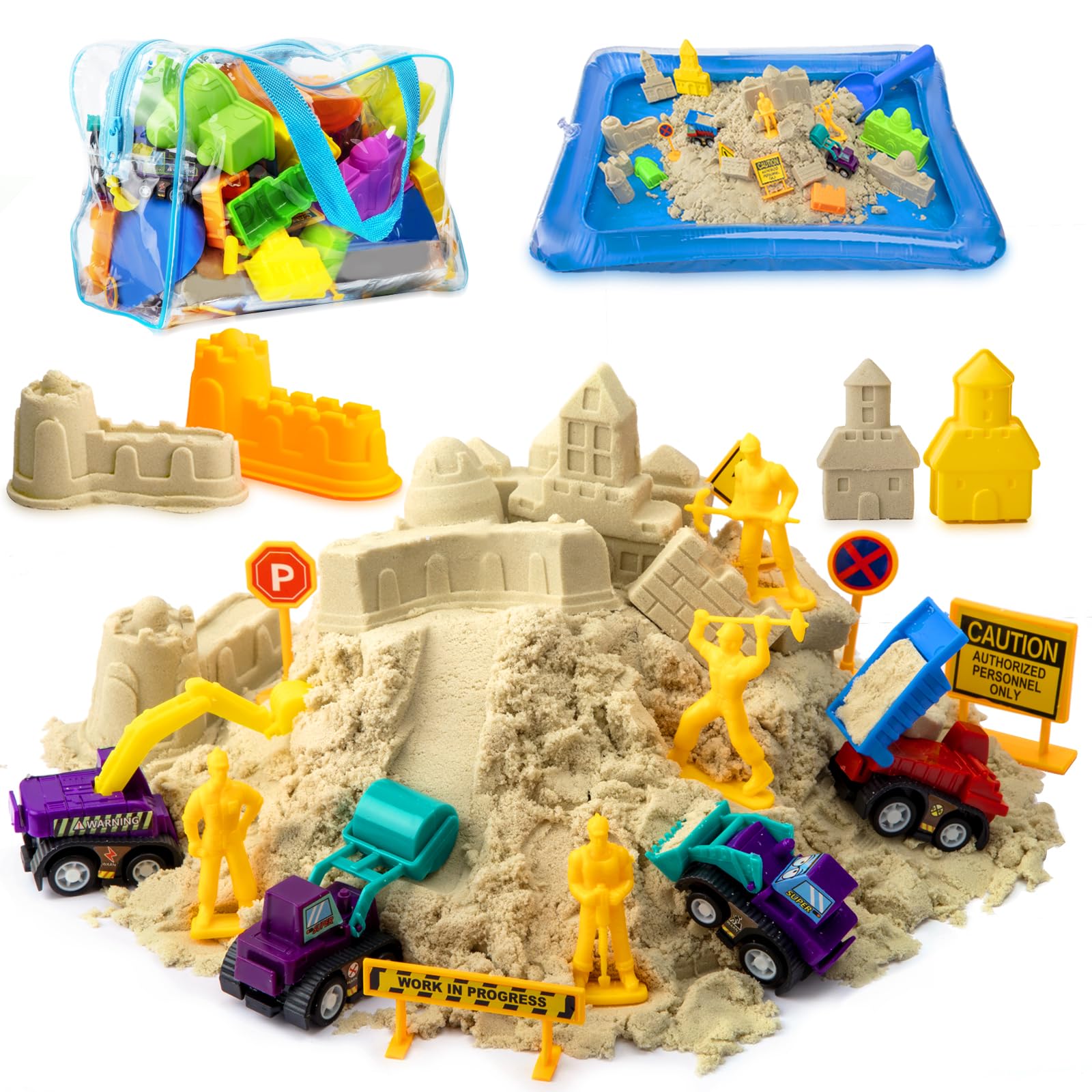 Play Sand for Kids, 3lbs Magic Sand, Building Castle Sand Molds Tools ...
