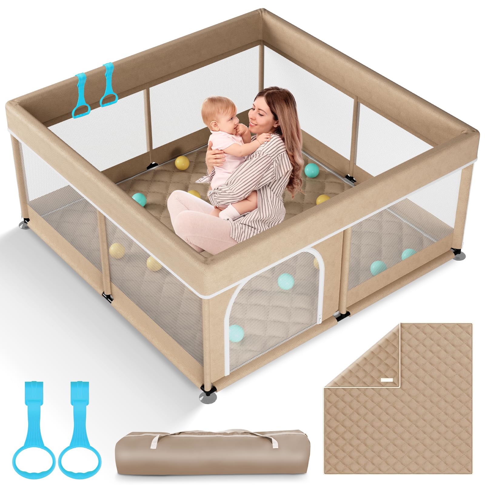 Omzer Baby Playpen with Mat 50x50inch: Large Playpen for Babies and ...