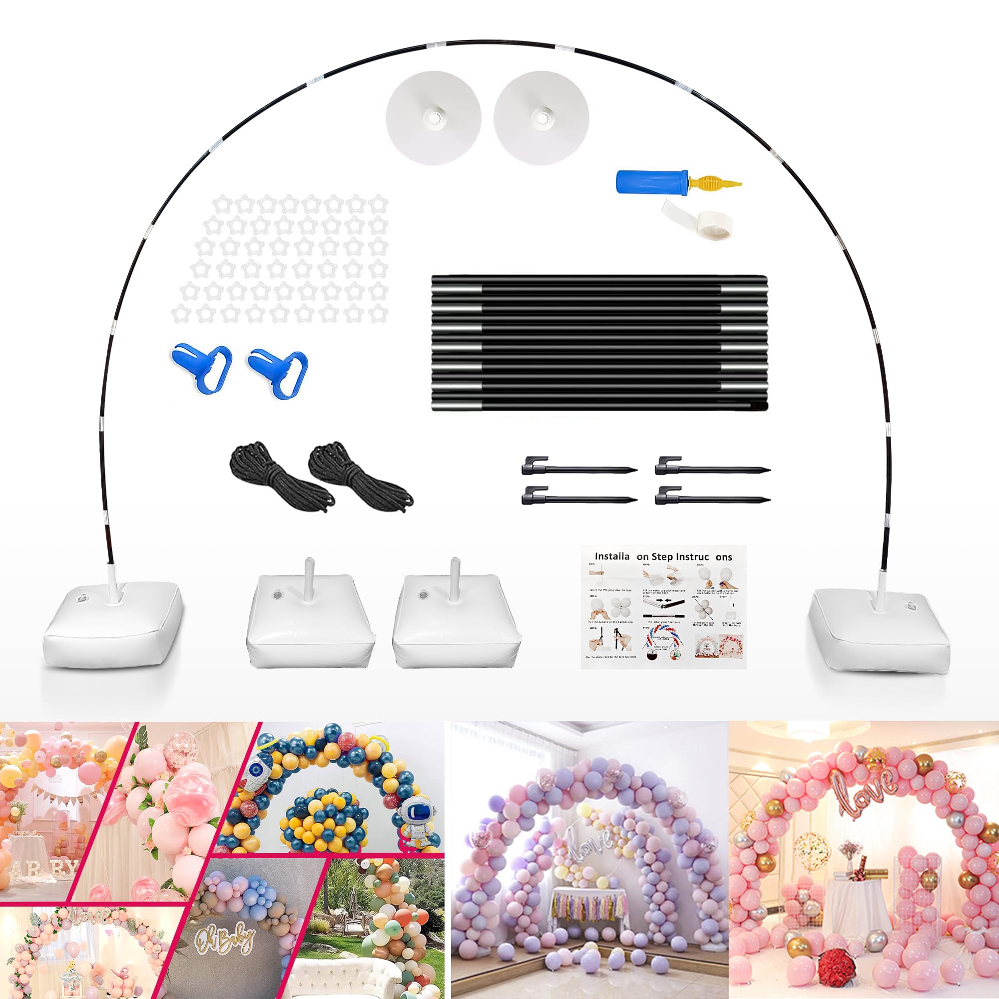 9FT x 10FT Round Circle Backdrop Stand, Balloon Arch Kit Stand with ...