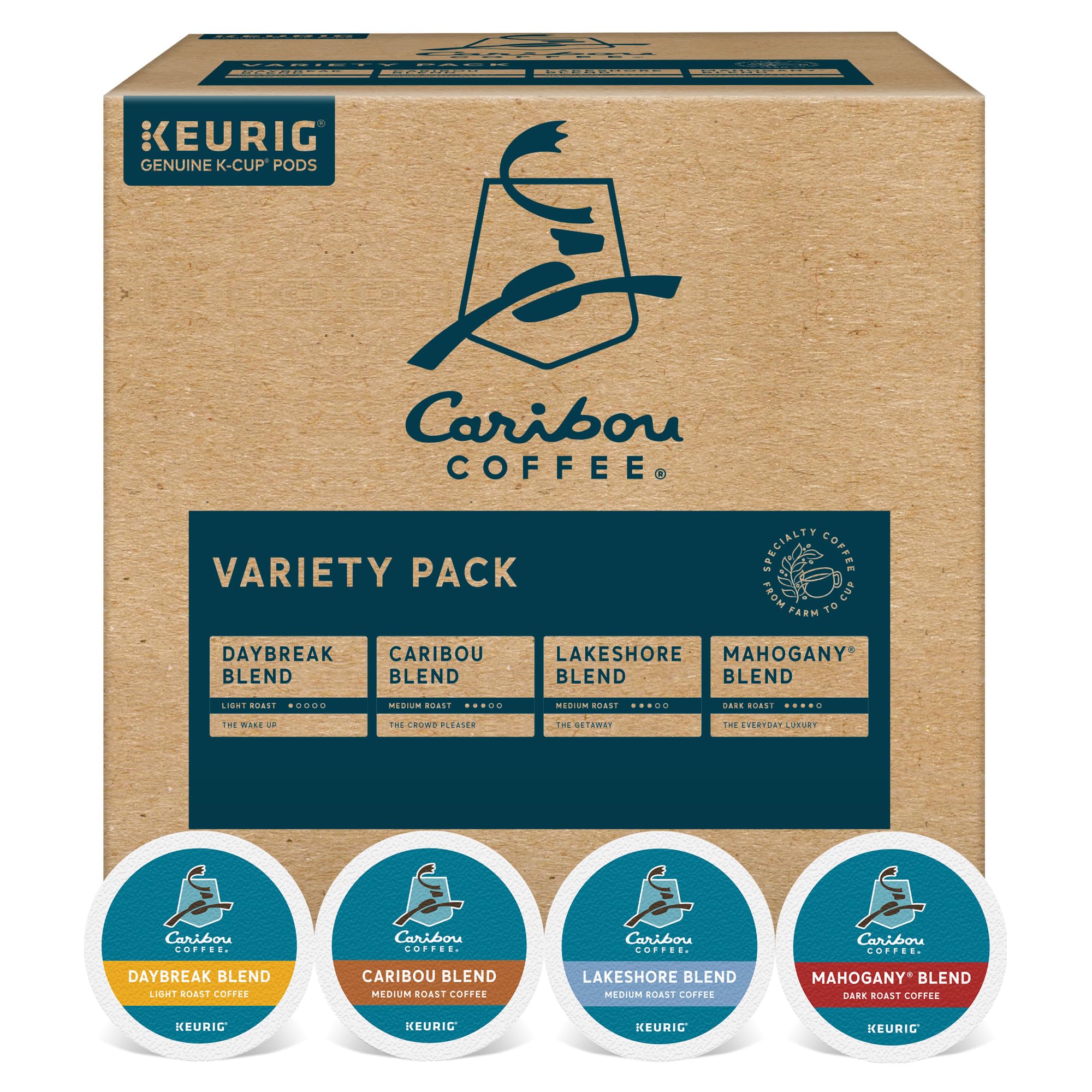 Caribou Coffee Single Serve Keurig K-Cup Pod Variety Pack, Light ...