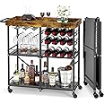 Amazon.com - Bar Carts for The Home, 3-Tier Folding Bar Cart with ...
