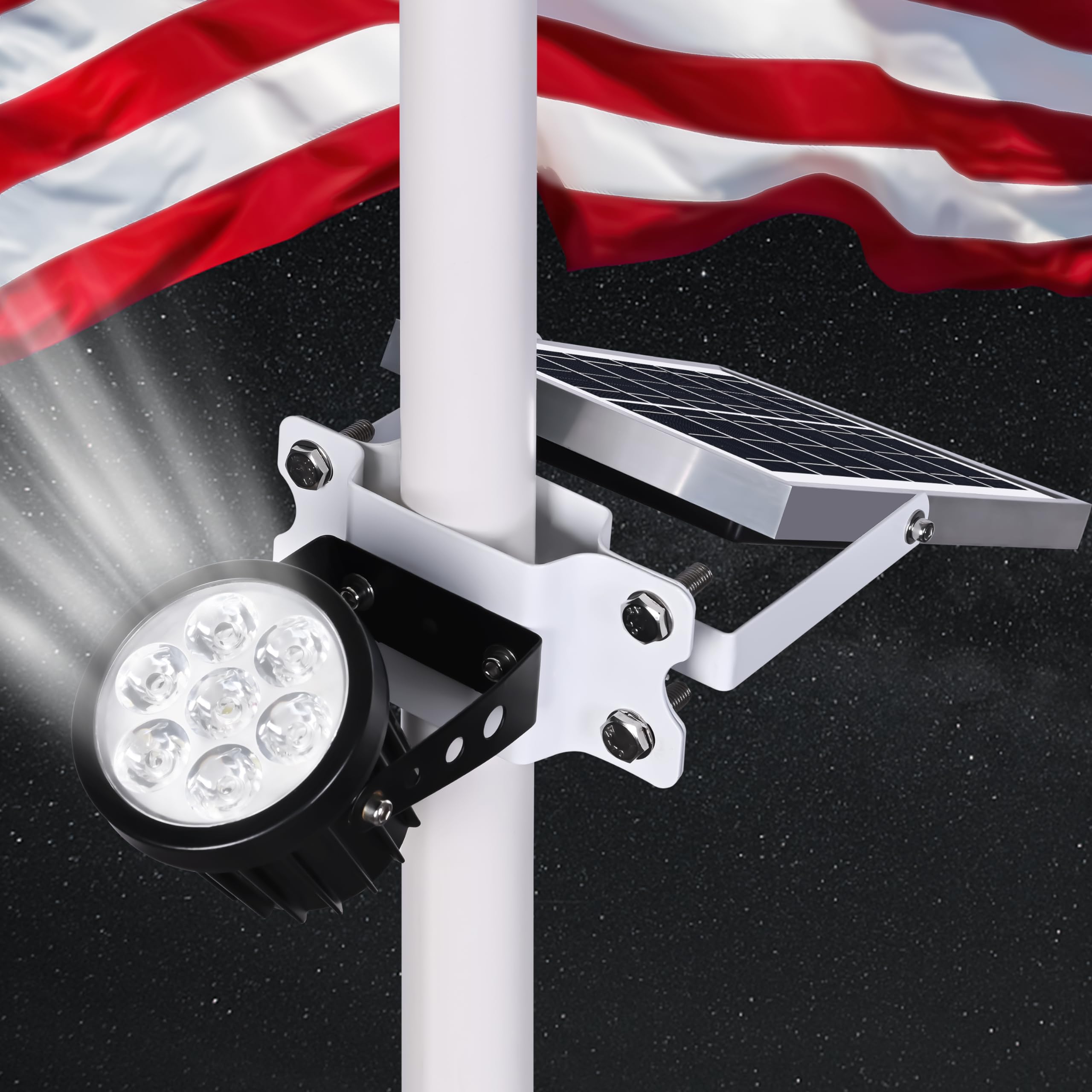 PPQ Solar Flag Pole Light,New 7 LED 10000h Lifespan Solar Powered ...