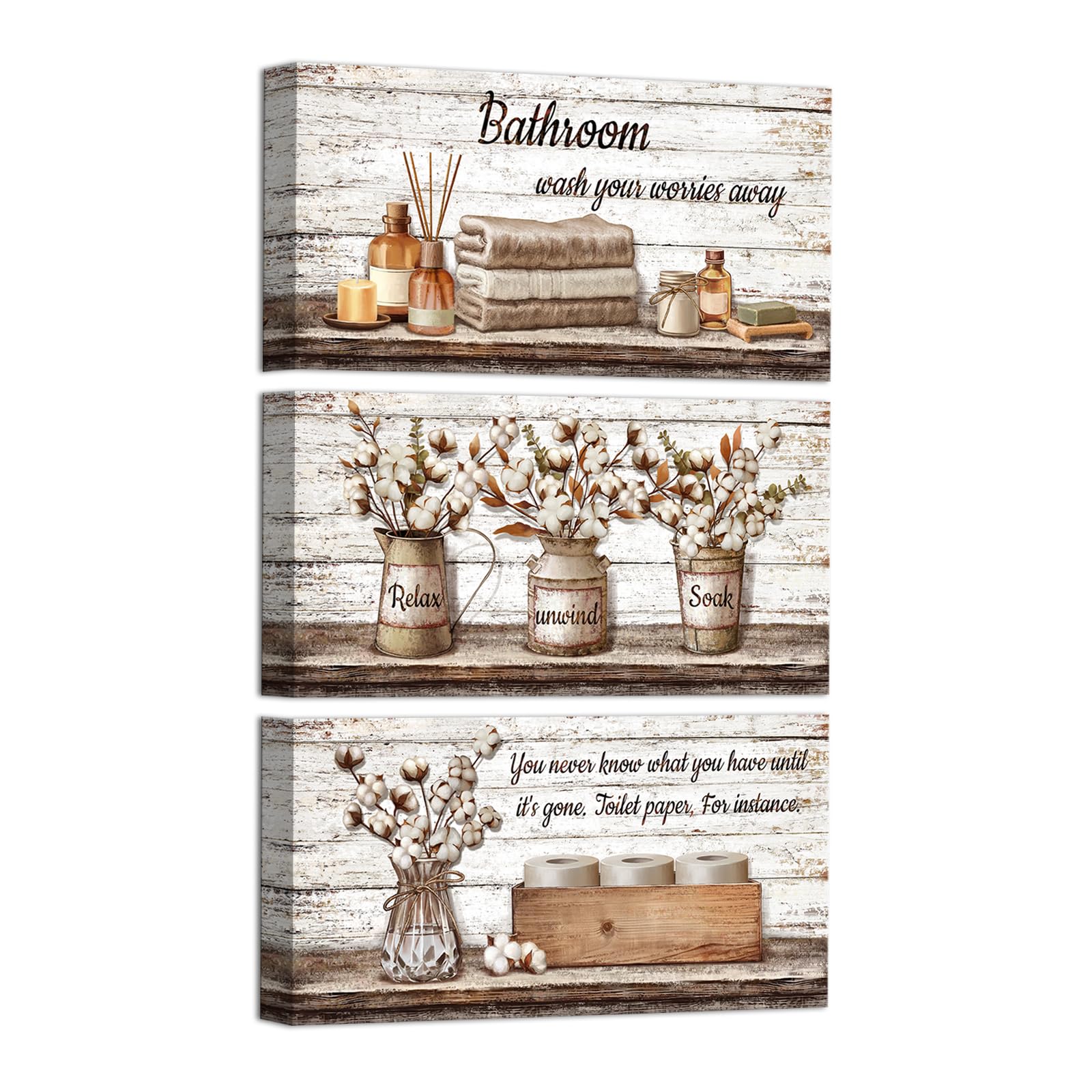 HOMEOART Bathroom Signs Farmhouse Bathroom Wall Decor Pictures Canvas ...