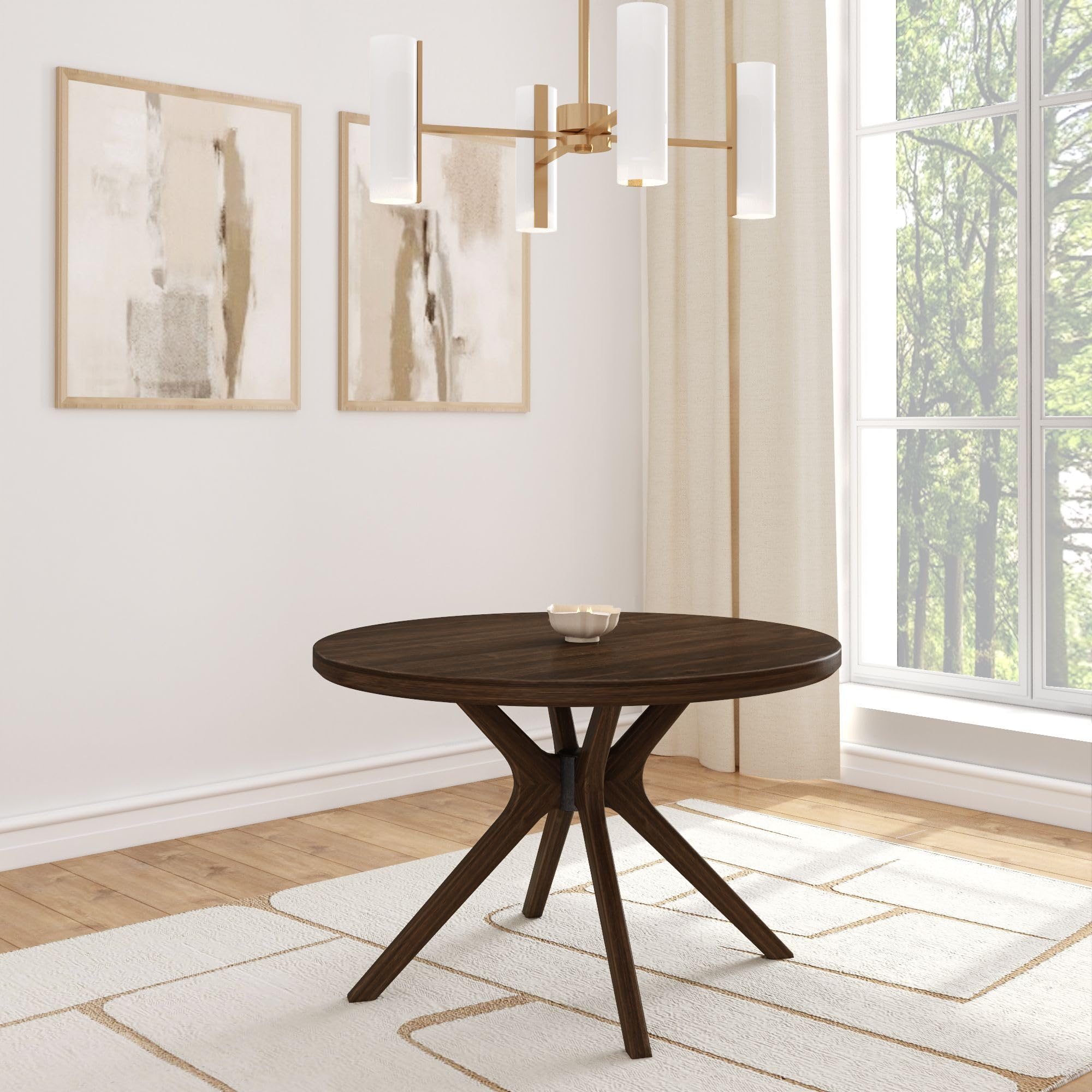 Plank+Beam Verso Round Dining Table, 47 Inch Solid Wood Kitchen ...