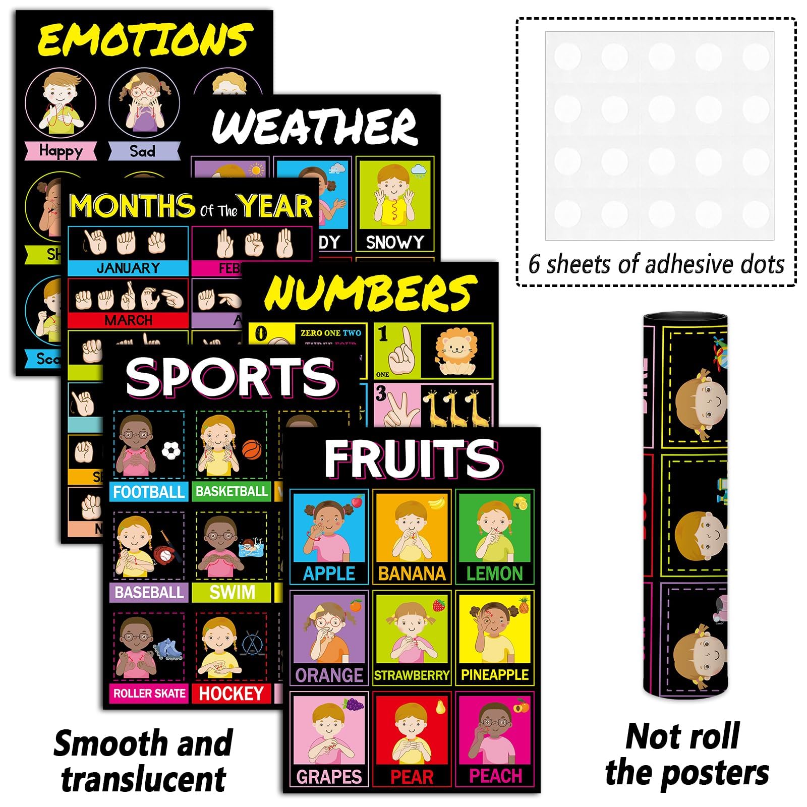 Sign Language Learning Charts 18 ASL Posters Set - American For ...