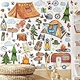 Trandraft 2 Sheet 64 Pcs Camping Wall Decals Stickers Adventure Theme ...