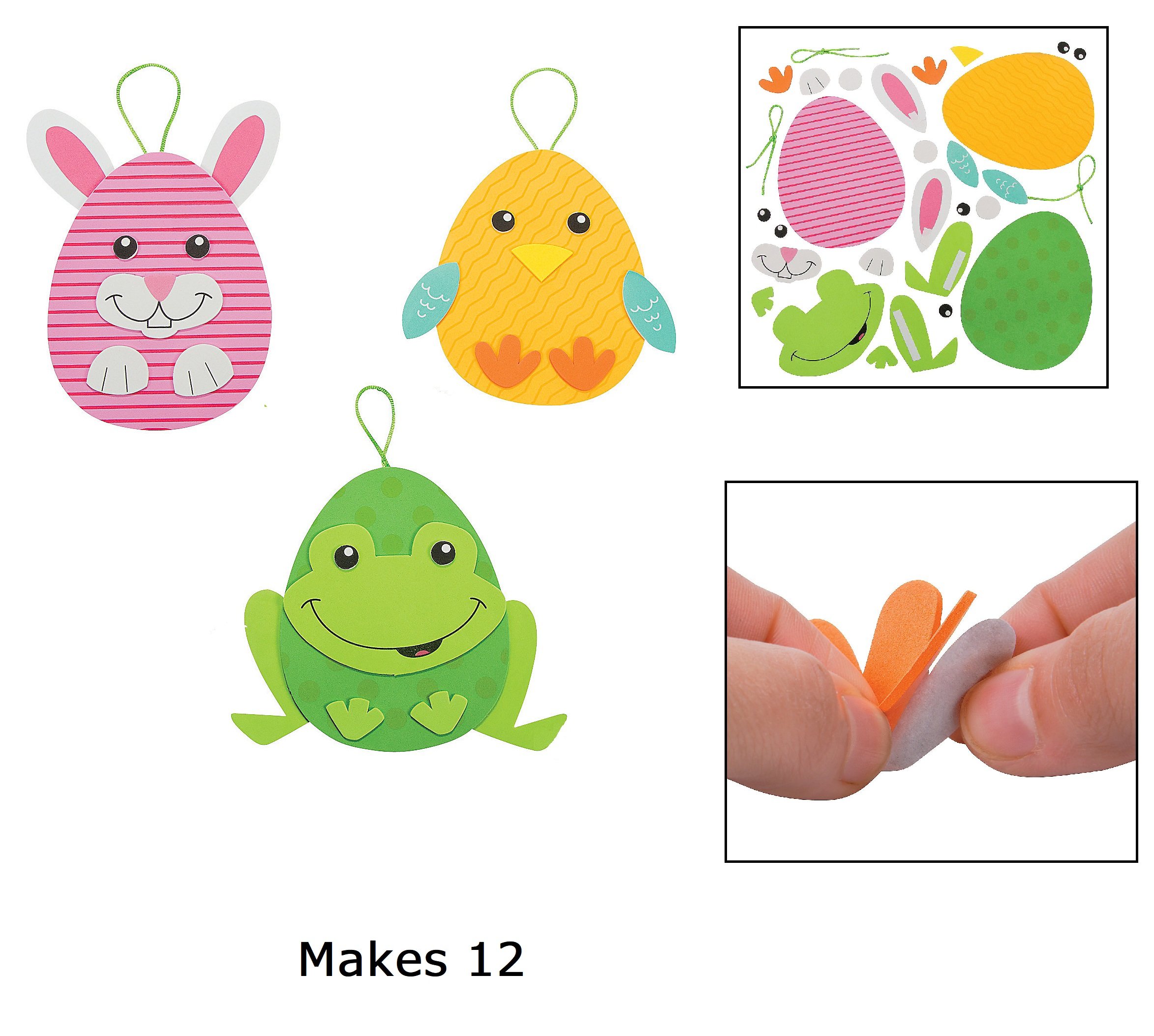 Amazon.com: Foam Easter Egg Decorating Craft Kit (One Dozen)Easter ...