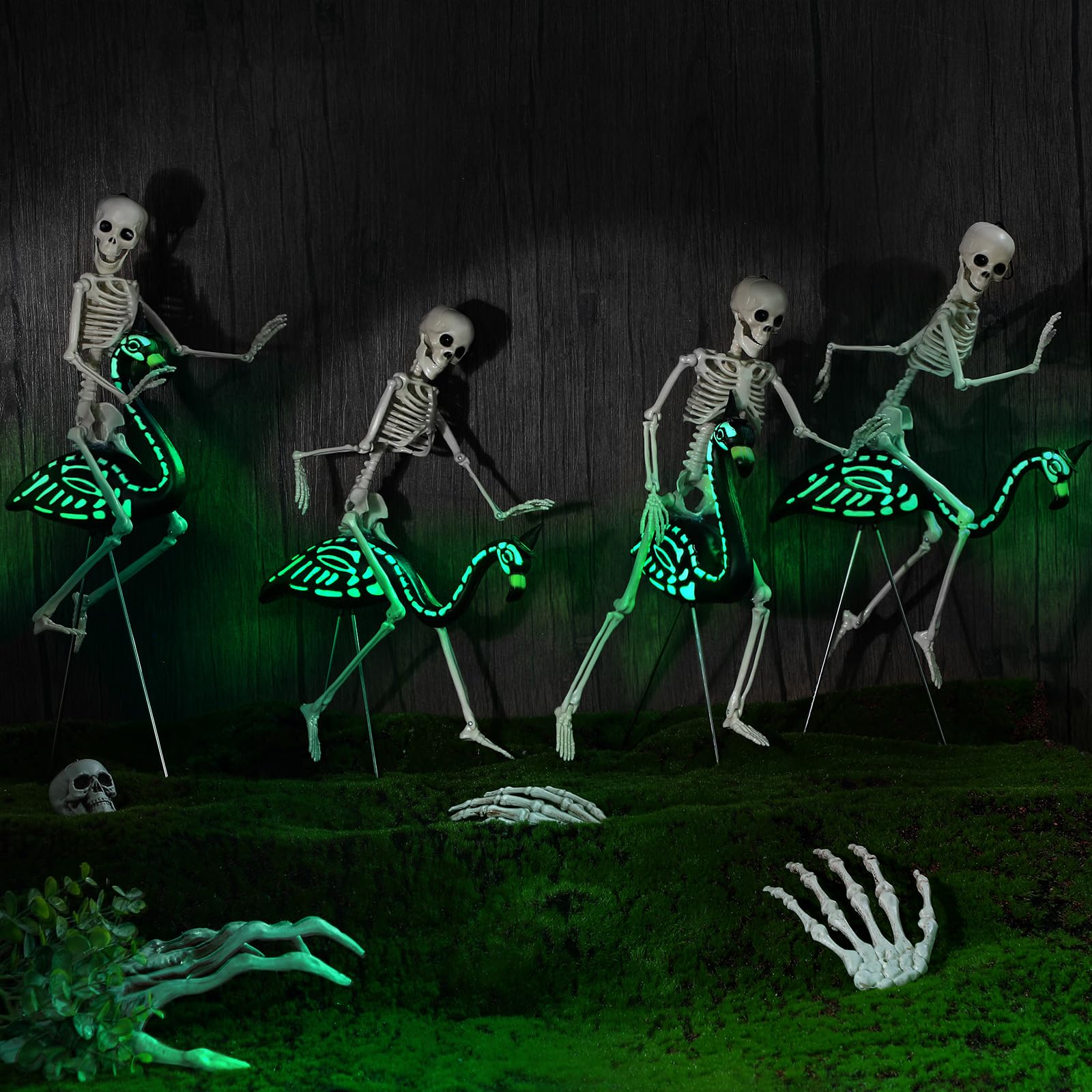 Simgoing 8 Pcs Halloween Skeleton Flamingo Decoration Outdoor Yard ...