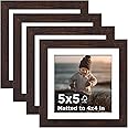 Amazon.com - KINLINK 5x5 Picture Frame Brown Set of 4, Wooden Square ...