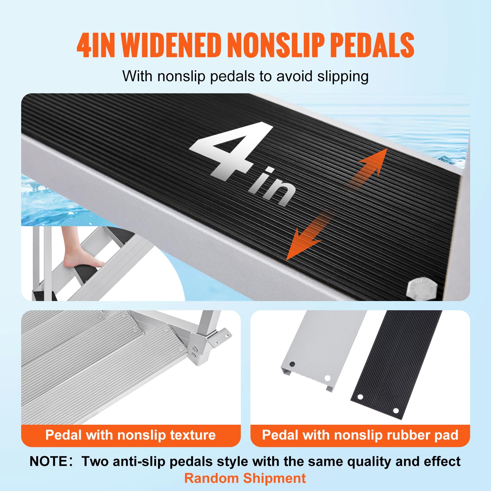 VEVOR Dock Ladder 6 Steps, 500lbs Load Pool Steps, Adjustable Height ...