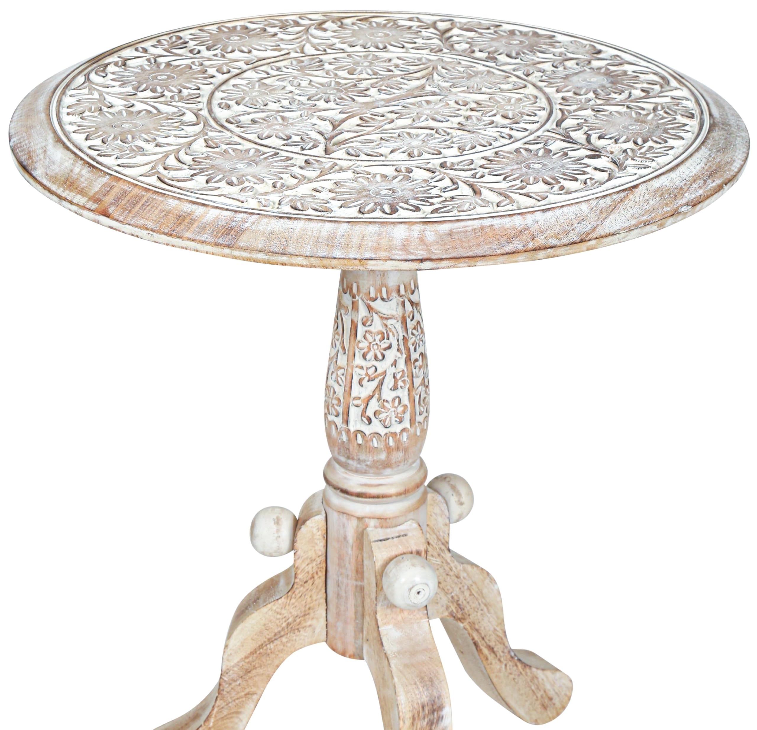 Bedding Craft Round End Table, Solid Wood Side Table, Small Couch Side ...