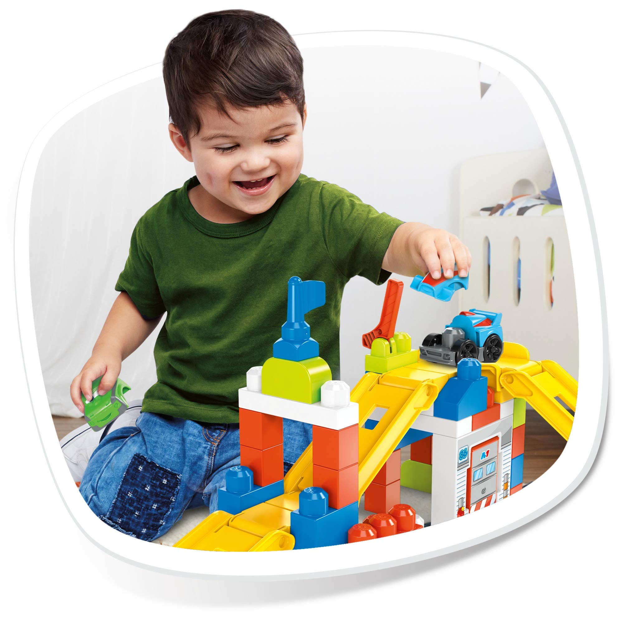 Mega Bloks First Builders Race Car Garage With Big Building Blocks ...