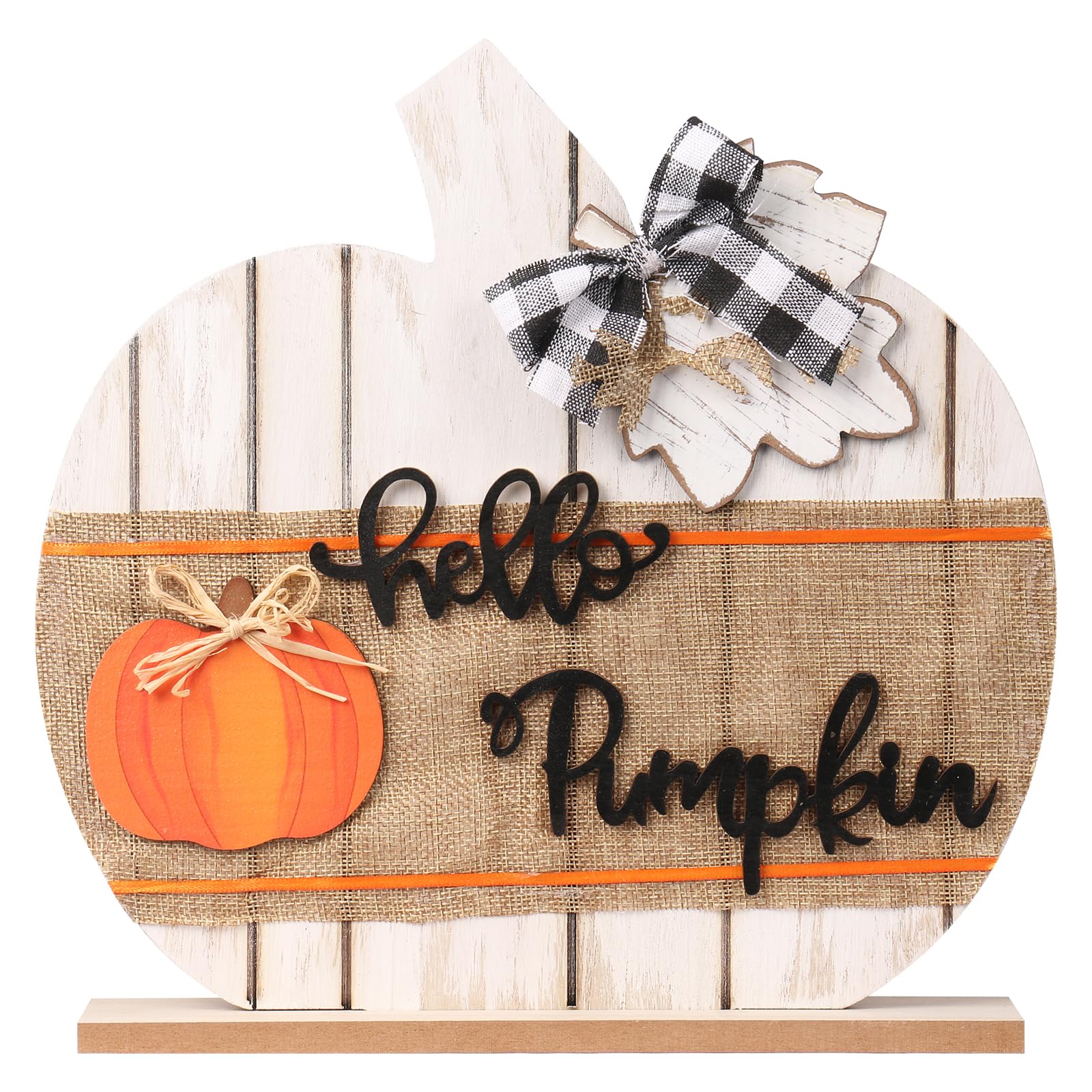 Super Holiday Fall Hello Pumpkin Sign Decorations, 11"/28CM Wooden ...