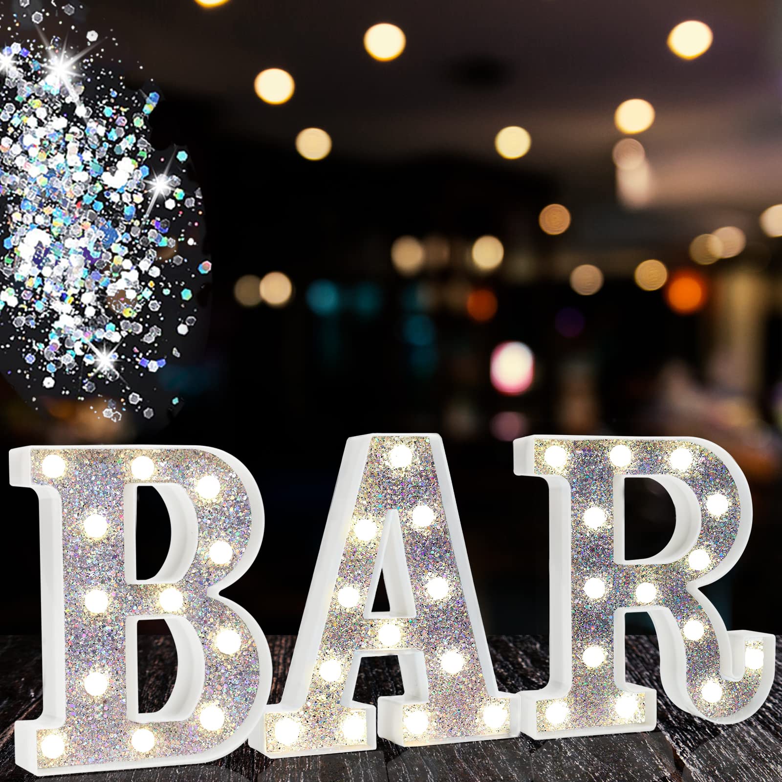 Glitter Marquee Bar Letter Signs, Illuminated Bar Letter Lights ...
