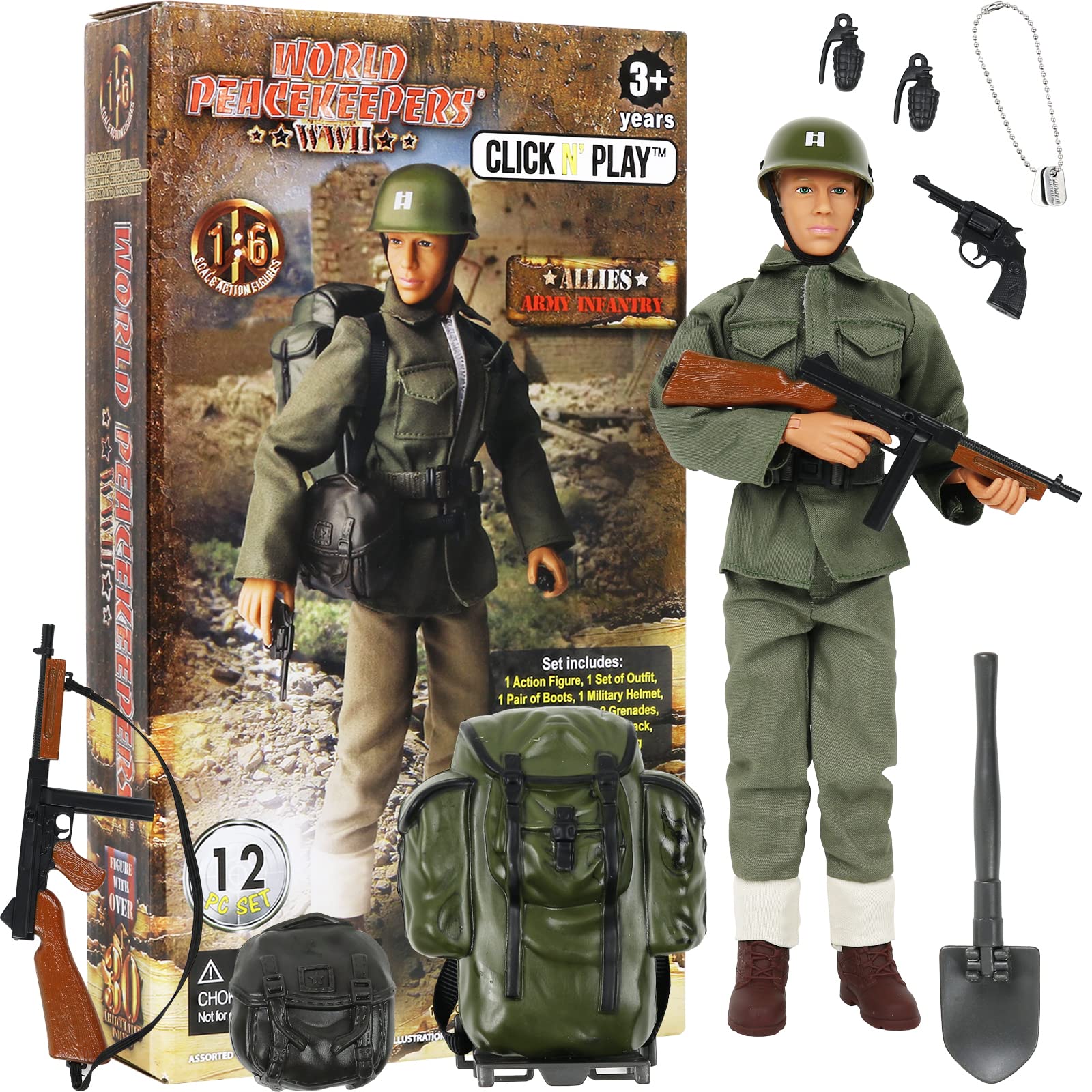 Mua Click N' Play WWII Allies Army Infantry 12” Action Figure Plat Set ...