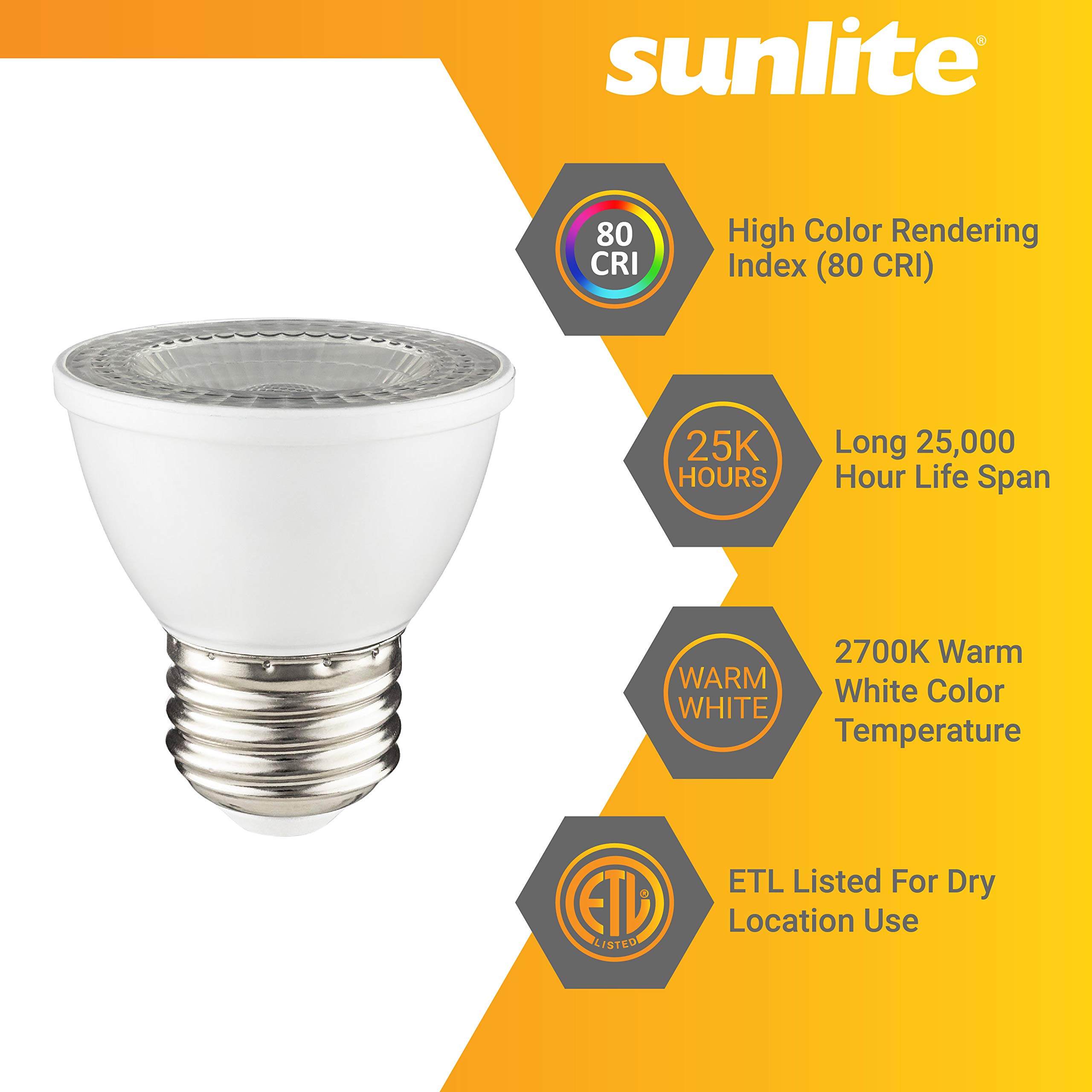 Mua Sunlite LED PAR16 Short Neck Recessed Spotlight Bulb, 7 Watt, (60W ...
