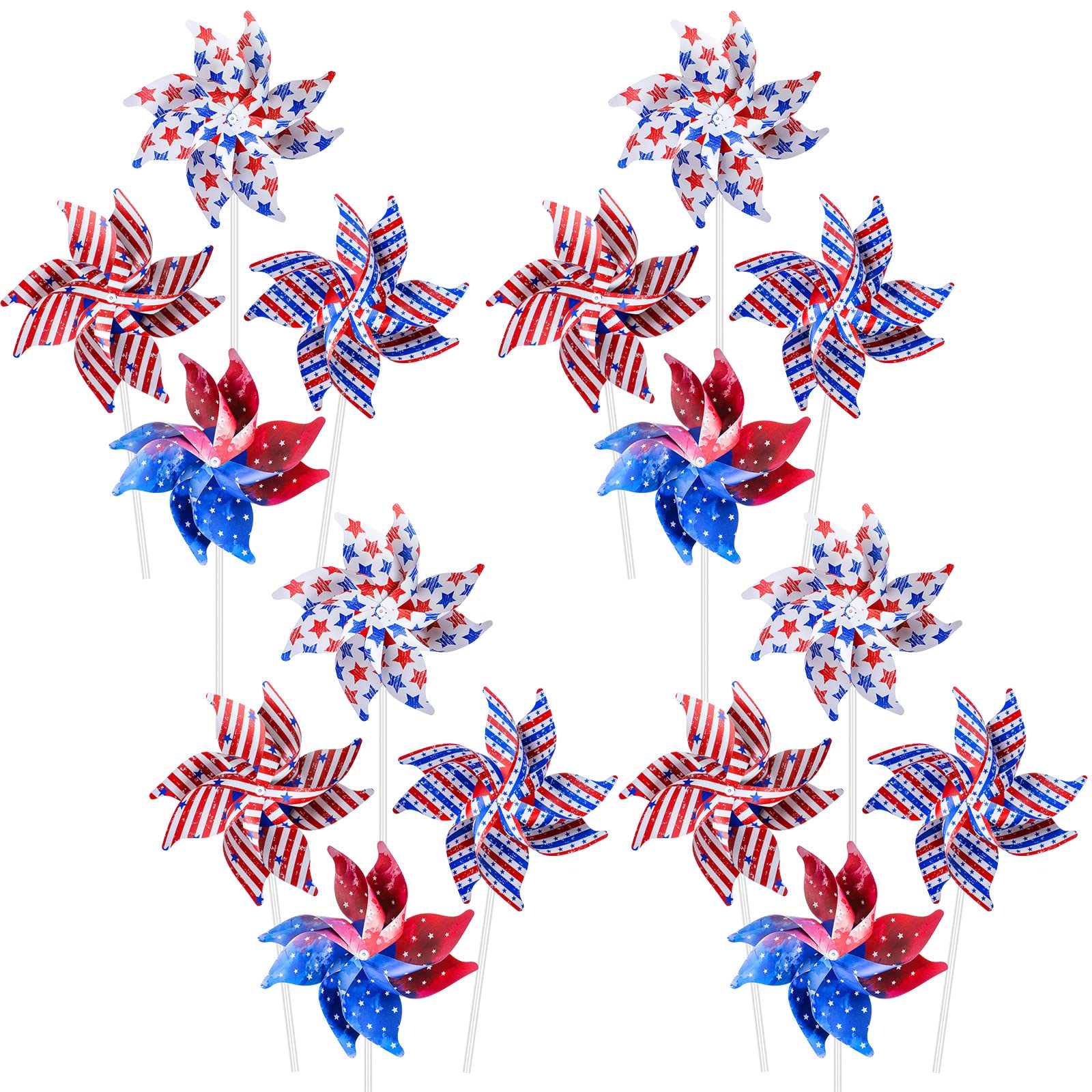 48 Packs American Flag Patriotic Pinwheels Fourth of July Decorations ...